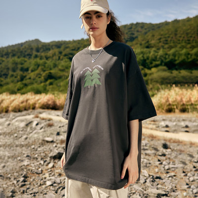 INF男装 265G松树发泡印花T恤2025春夏新款重磅宽松休闲纯棉短袖 控价89-青创网