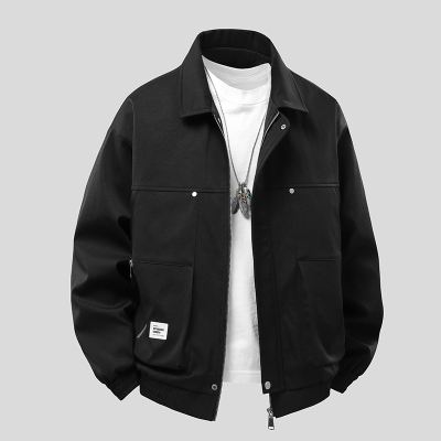 【L-9XL】跨境 亚马逊2025春季夹克中青年品质高百搭日系复古宽松休闲翻领外套潮牌高级感痞上衣服-青创网